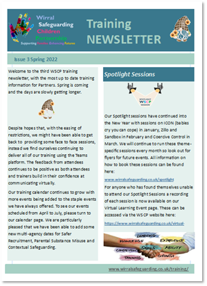WSCP Training Newsletters - Wirral Safeguarding Children Partnership