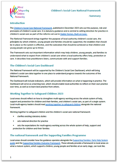 Working Together to Safeguard Children (2023) - Wirral Safeguarding Children Partnership
